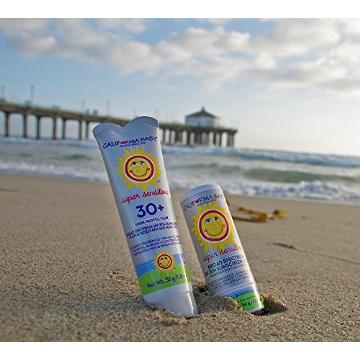 California Baby Super Sensitive SPF 30+ Sunscreen Lotion | Broad Spectrum | Unscented Mineral Sunscreen Face & Body | Allergy-Friendly | Coral Reef Safe | Benzene-Free | Baby, Kids, Adults Physical Sunscreen For Sensitive Skin or Eczema | 170 g / 6 oz.