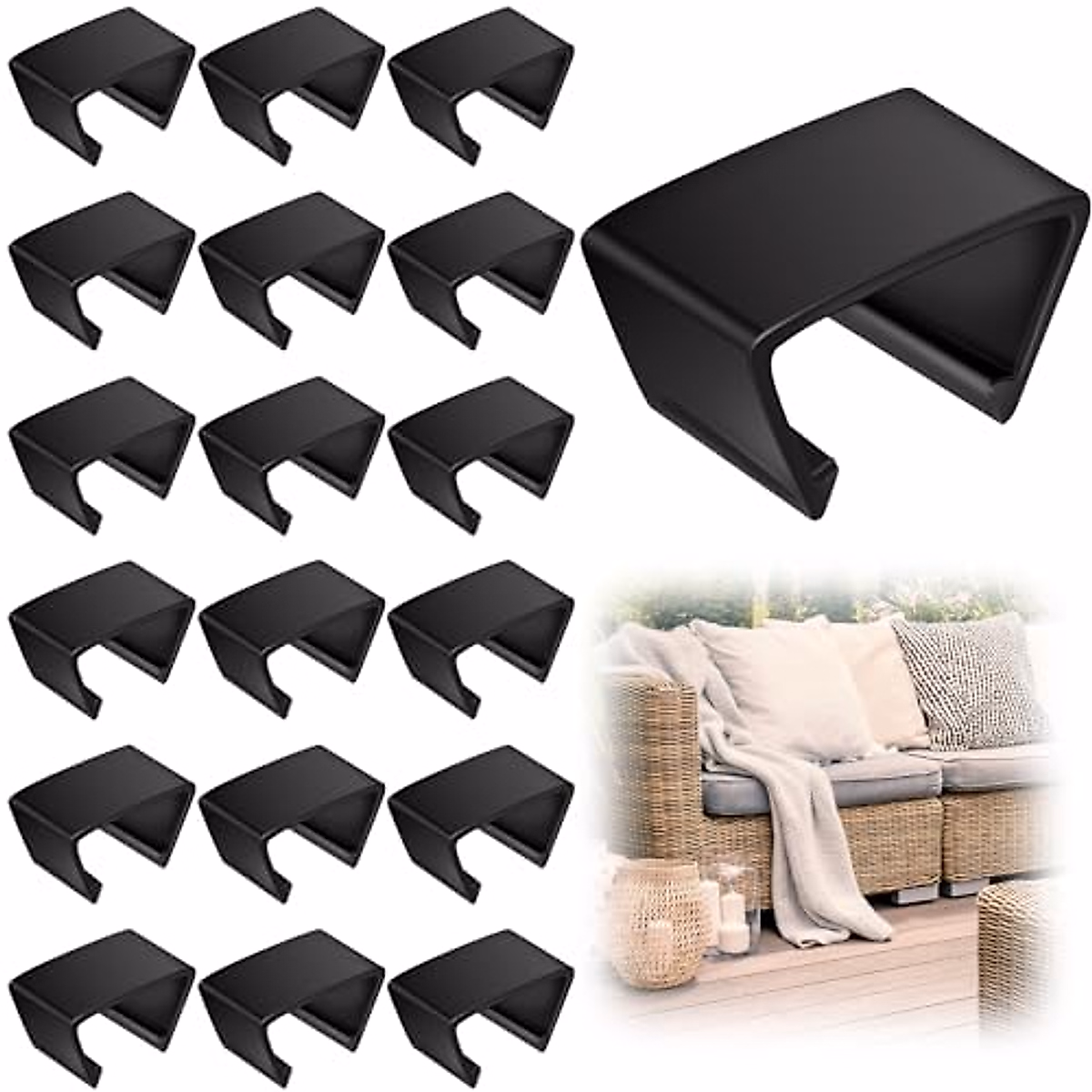 Blulu 50 Pieces Patio Furniture Clips Outdoor Furniture Sofa Clips 2.4 D x 1.4 W x 1.22 H Rattan Clamps Wicker Chair Fasteners, Connect The Sectional or Module Couch