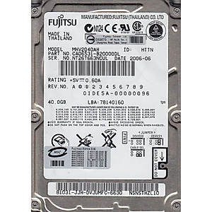 MHV2040AH, PN CA06531-B20000DL, Fujitsu 40GB IDE 2.5 Hard Drive