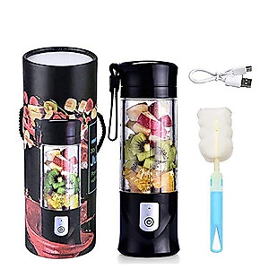 Portable Blender, Cordless Mini Personal Blender Juicer Cup, Single Serve Fruit Mixer, Small Travel Blender for Shakes and Smoothies, with 4000mAh USB Rechargeable Battery, 420ml, BPA-Free (Black)