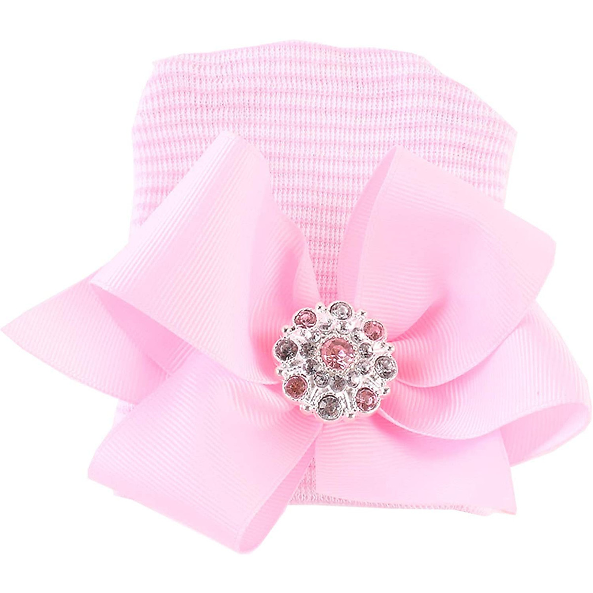 DRESHOW BQUBO Newborn Hospital Hat Infant Baby Hat Cap with Big Bow Soft Cute Knot Nursery Beanie