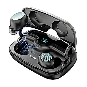 iWALK CrazyDuo Ear Pods Wireless Earbuds with Charging Case, 2500mAH 80H Instant Pairing IPX5, Stereo Earphones in-Ear Built-in Mic Headset Immersive Bass Sound for Sport
