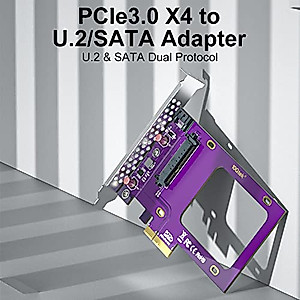U.2 SFF-8639 to PCIe NVMe SSD Adapter Card, PCIe 3.0 X4 Expansion Card for 2.5" U.2 NVMe SSD or 2.5" SATA SSD