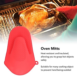 2 Pairs Mini Oven Gloves, Silicone Oven Mitts Heat and Slip Resistant Silicone Mini Potholders Mitts Kitchen Finger Grips for Kitchen Cooking and Baking(red)