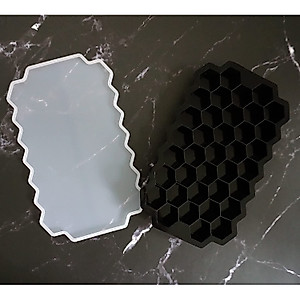 LuckJi Ice Cube Molds - Pack of 3 Ice Cube Trays Silicone Ice Cube Molds with Lid Funnel - Ice Ball Large Square Hexagonal Shapes Ice Maker Molds for Whiskey Reusable as Gift for Men House Bar