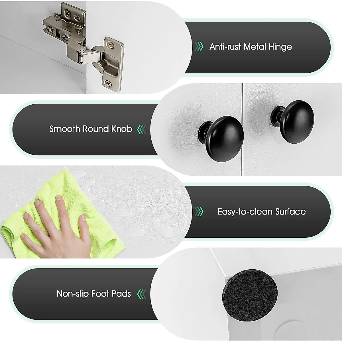 Giantex 2 Door Storage Base Cabinet - Freestanding Floor Cabinet with 3-Tier Shelf, Non-Slip Foot Pads, Kitchen Cupboard Storage Organizer for Living Room, Hallway, Entryway, Office (White)