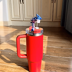 MITCHENIFY Dragon Straw Cover Cap Compatible with Stanley 30 & 40oz Straw Cup, Silicone Straw topper with 3D Printed Dragon, Cool Tumbler Accessories (Blue-Purple), Halloween Decorations