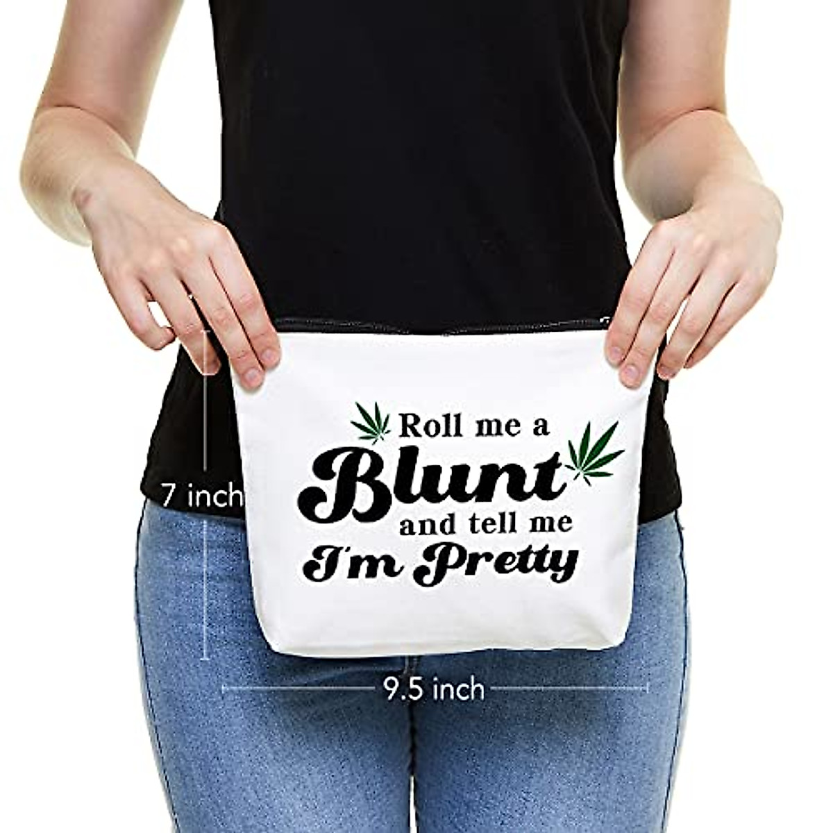 IHopes+ Funny Leaf Makeup Bag Gift for Women Best Friends Sister Teens Makeup Lover | Cute Herb Makeup Zipper Pouch Bag Cosmetic Travel Accessories Bag Toiletry Case Gifts for Birthday Christmas