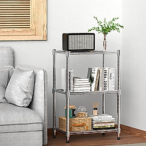 MZG 450 lbs Wire Storage Shelving 3-Tier Utility Shelving Unit Steel Organizer Wire Rack for Home,Kitchen,Office,Chrome(11.8" D x 17.7" W x 26.3" H)