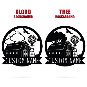 Personalized Farm Sign | Metal Barn Windmill Sign | Custom Ranch Decor | Barn Art | Large Rustic Sign | Personalized Wedding Gift | Outdoor Barn Sign | Boho Decor | Family Farm Sign | Metal Wall Art