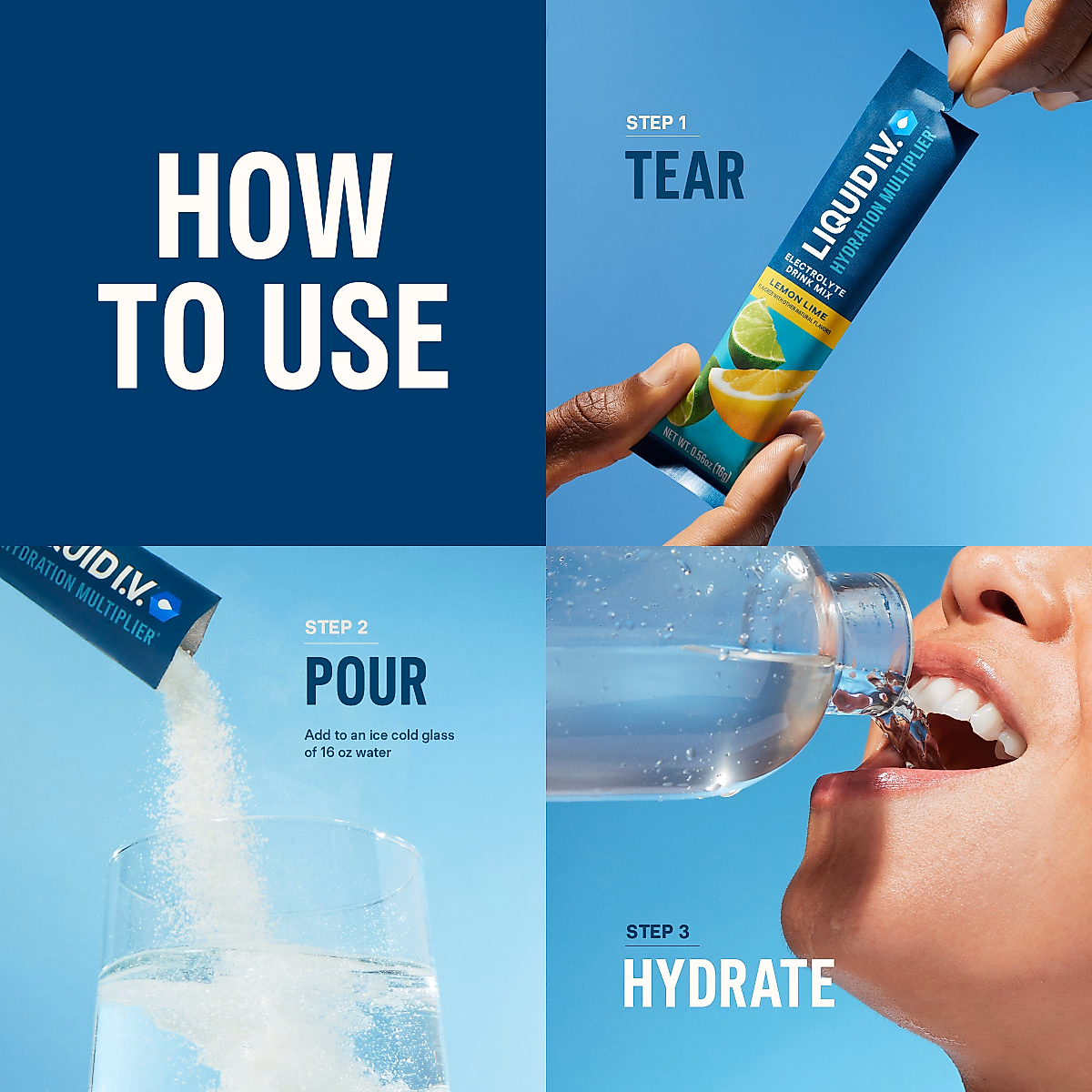 Liquid I.V.® Hydration Multiplier® - Concord Grape - Hydration Powder Packets | Electrolyte Powder Drink Mix | Convenient Single-Serving Sticks | Non-GMO | 1 Pack (16 Servings)