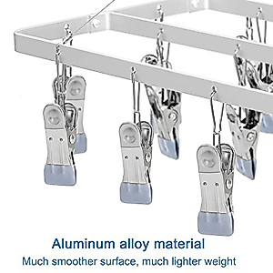 Tinfol Sliver Sock Drying Rack Clips, Aluminum Alloy Clothes Drying Racks with 22 Clips, Durable Laundry Hanger for Baby Clothes, Underwear, Pants, Hat, Gloves