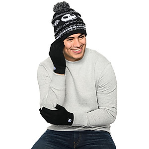 Disney Jack Skellington Womens Knit Beanie Hat and Texting Glove Set (Black)