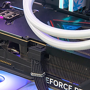 Sirlyr 90 Degree 12VHPWR Connector, 12+4 to 3 * 8 Pin Modular Cable, Sleeved 16 Pin GPU Cable for RTX3090Ti, 4080, 4090 Compatible with Corsair, Great Wall, Thermaltake Power Supply - Black