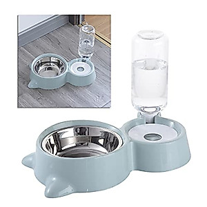 Balacoo Pet Supplies Dual Cat Water Food Bowl Feeder Drinking Blue Feeding Dog for