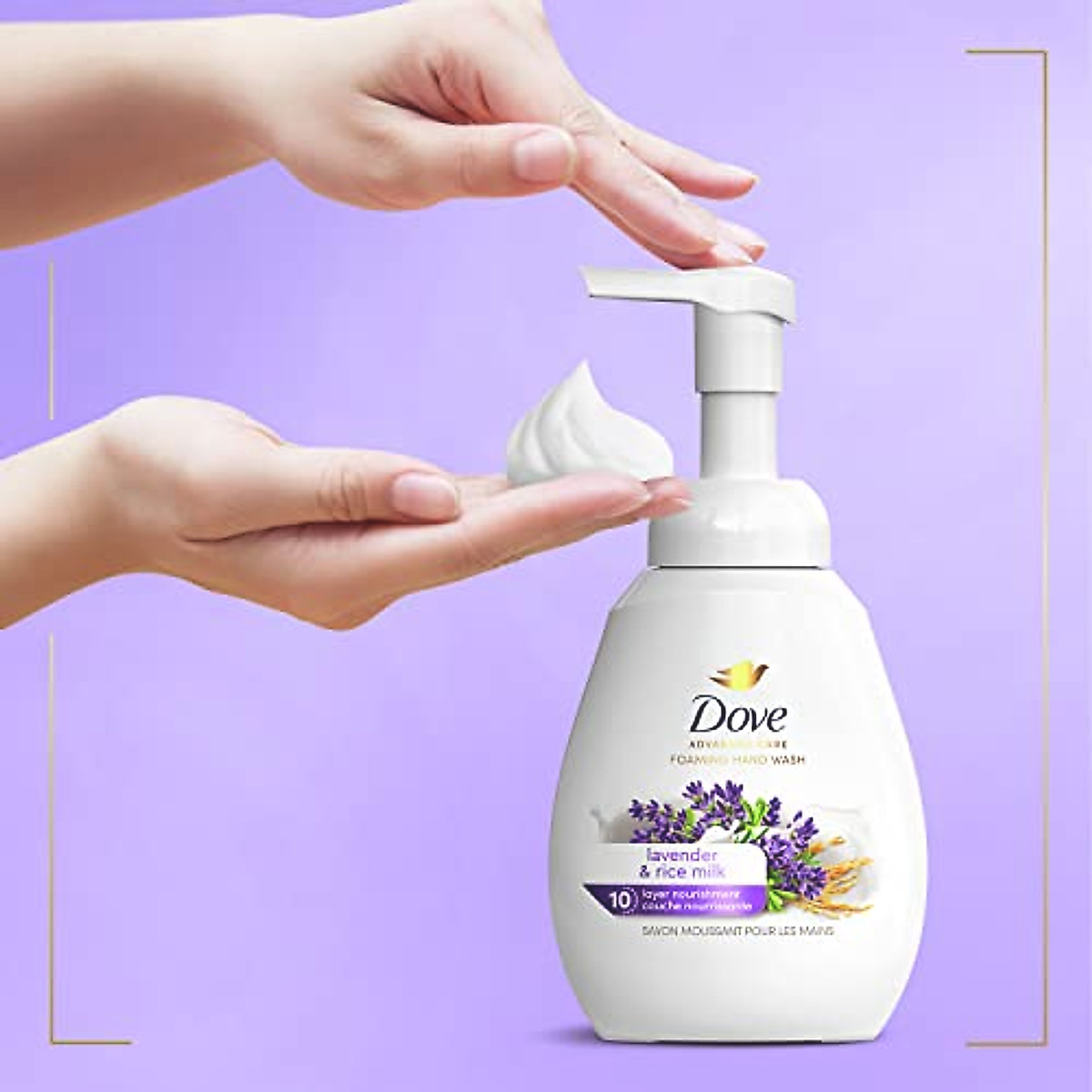 Dove Foaming Hand Wash Lavender & Rice Milk Pack of 4 Protects Skin from Dryness, More Moisturizers than the Leading Ordinary Hand Soap, 10.1 oz