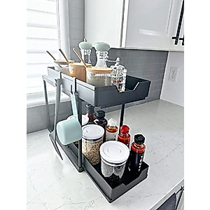Elnaz Hamai 2 Tier Slide Out Storage Shelf Kitchen Organizer