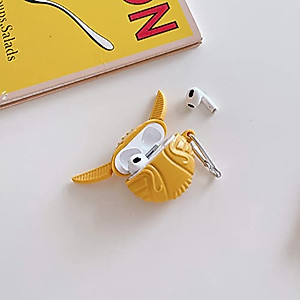 Airpods 3rd Generation Case,3D Silicone Fashion Cool Air pods Cover,Stylish Unique Golden Flying Ball Funny Fun Design Designer for Men Youth Teen Boys Kids(Yellow)