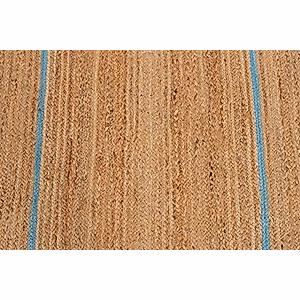 Natural Handwoven Scalloped Jute Area Rug 3x15, Braided Natural Color Area Rug for Living Room, Entryway, Hallway, Kitchen Floor, Under Table 8x10, 9×12, 10×14, 10x16, 10x18 (Light Blue, 2.5’x8′)