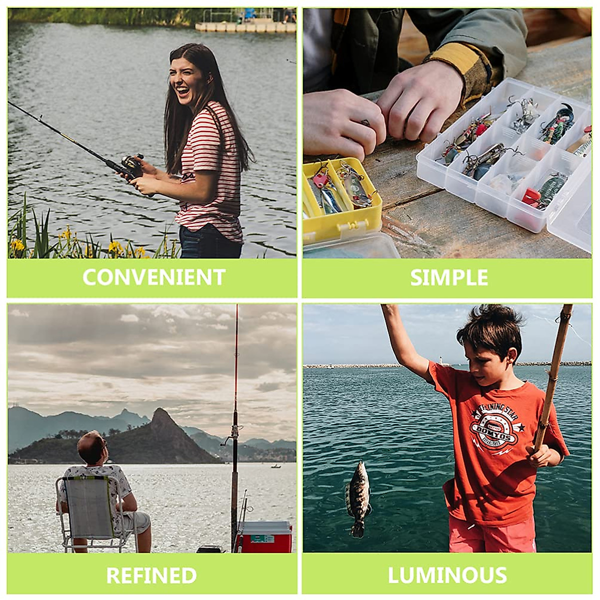 BESPORTBLE 4pcs Fishing Lure Hook Luminous Carp Fishing Cage Basket Outdoor Fishing Feeder Hook Trap Fishing Bait Cage Tackle Supplies