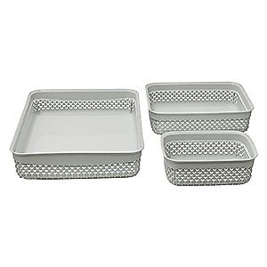 JVL Droplette Design Set of 3 Rectangular Plastic Storage, One Size, Grey