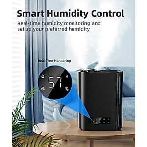 BREEZOME 6L Humidifiers for Bedroom Large Room & Essential Oil Diffuser, Ultrasonic Top Fill Cool Mist Humidifiers for Baby, Plants, Nursery Last up to 60 Hours, Smart Humidistat Control, Ultra Quiet