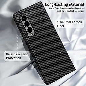kaisenkec Slim & Thin Case Compatible with Samsung Galaxy Z Fold 4, 100% Carbon Fiber Cover for Z Fold 4 7.6" 5G, Matte Black
