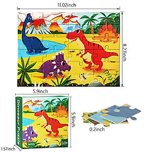 Puzzles for Kids Age 2-4, Wooden Jigsaw Puzzles for Toddlers Ages 2 3 4 Elephant,Dinosaur and Giraffe Animal Puzzle Preschool Educational Learning Toys