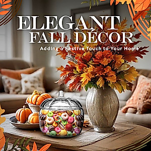 HOMESPHERE 70 oz. Glass Pumpkin Candy Jar with Lid – Large Storage Container for Halloween Treats, Candies and Cookies and Fall Décor Display