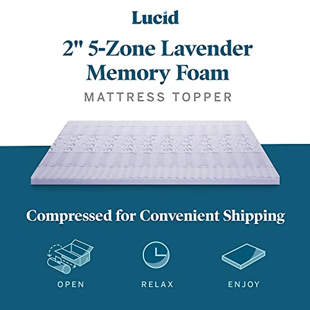 LUCID 2 Inch 5 Zone Lavender Memory Foam Mattress Topper - Twin XL & Premium Hypoallergenic 100% Waterproof Mattress Protector - Universal Fit, Cotton Terry Top, Twin XL