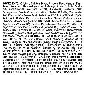 Blue Buffalo Freedom Grain Free Natural Adult Small Breed Wet Dog Food, Chicken 5.5oz cans (Pack of 24)