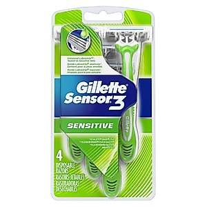 Gillette Sensor 3 Disposable Razors Sensitive - 4 ct, Pack of 4