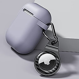 WSKEN for Airtag Case with Keychain 2021,[Anti -Lost] Metal Carbon Fiber Protective Premium Cover Portable Protector Ring Holder for Apple Airtags Accessories- Black