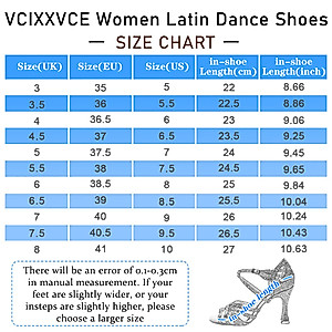 VCIXXVCE Women's Latin Dance Shoes Nude Rhinestones Ballroom Salsa Performance Dancing Shoes 3 inch Heel,7 US