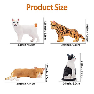Toymany 8PCS Realistic Cat Figurines, Educational Cat Figures Toy Set, Kitten Easter Eggs Cat Cake Topper Christmas Birthday Gift for Kids Boys Girls Children