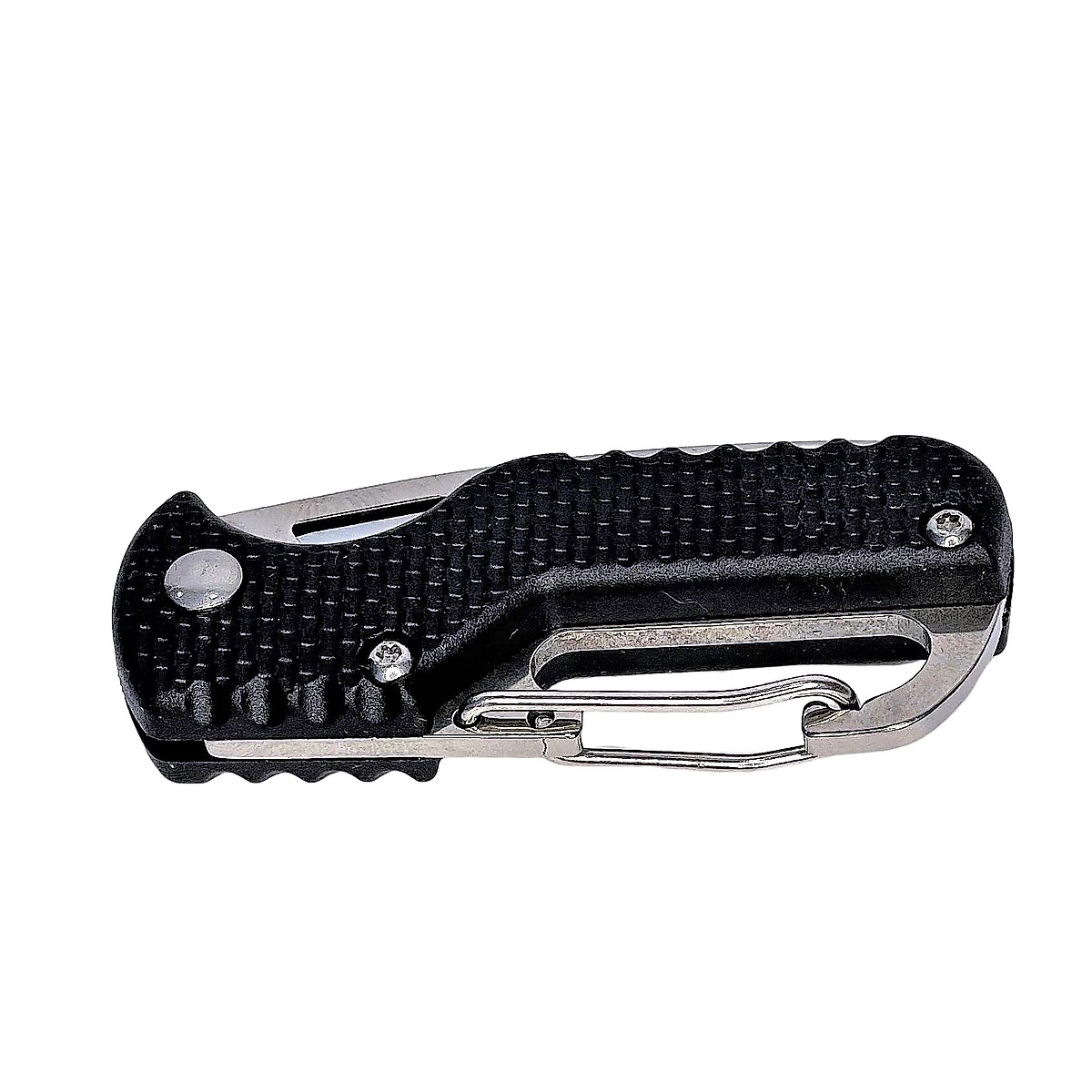 Package opener, Portable Utility Cutter, Small Pocket Box, Seatbelt, Strap Cutter Knife, Razor Sharp Serrated Blade and Paratrooper Hook, Carabiner Keychain, Safe, Survival EDC Folding Tool