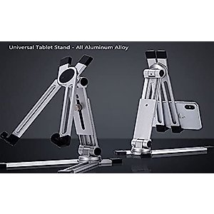 FUZADEL Portable Fold-Up Travel Stand Aluminum, Universal Tablet Stand Holder Foldable Multi-Angle Adjustable Stand for Tablet/Phone/Notebook/Tablet Holder for Surface Notebook Monitor Stand