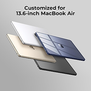 EooCoo Compatible with New MacBook Air 13.6 inch Case 2022 A2681 M2 Chip with Retina Display，Plastic Hard Shell Case + TPU Keyboard Skin Cover + Polishing Cloth + Screen Protector - Crystal Clear