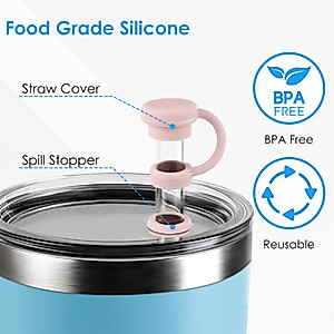 ERKOON Silicone Spill Stopper Set Compatible with YETI Straw Cup, Mug Tumbler Accessories, Silicone Straw Cover, Straw Protectors, Including 4 Straw Cover Topper Cap, 4 Leak Proof Stopper