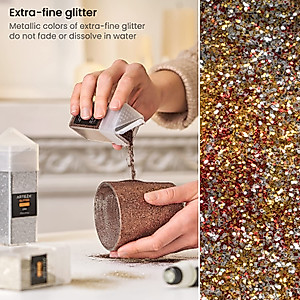 Arteza Fine Glitter, Set of 4 Colors — Red, Graphite, Silver, and Gold Glitter for Resin in 4.5-oz Bottles, Arts and Crafts Supplies for Art Class, After-School Programs, and Holiday Craft Projects