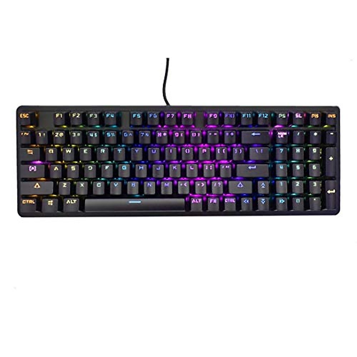 Mechanical Gaming Keyboard Compact 98 Key， Red Switches ， Custom Made chip Computer Keyboard -USB Connection Multi-Color Rainbow programmable RGB with Red Switches,for Windows PC Gamers