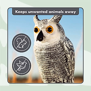 Fake Owl Decoy and Bird Deterrent - Set of 3 Plastic Owl to Scare Birds Away - Effective Bird Deterrent Devices as Scarecrow for Garden - Bird Repellent Devices Outdoor, Keep Birds Away!