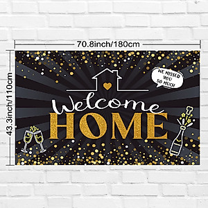 Welcome Home Decorations, Fabric Welcome Home Banner Photography Backdrop, Welcome Home Sign Welcome Home Party Decorations for Lover, Family and Friend Reunion, 70.8 x 43.3 Inch