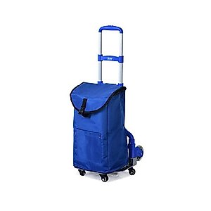 KNOXC Trolleys, Shopping Cart Hand Cart Folding Portable Trolley Car Shopping Cart Small Trailer Aluminum Trolley Luggage Cart Grocery Cart/Blue