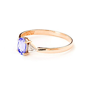 Galaxy Gold GG 14k Solid Rose Gold Ring with Diamonds and Tanzanite - Size 10.0