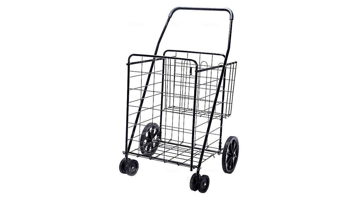 LS Jumbo Deluxe Foldable Utility Shopping Cart with 200lb Capacity