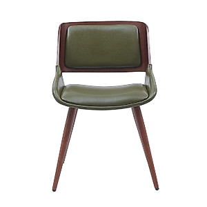 Porthos Home Basil Mid-Century Dining Chair, Water and Stain Resistant Faux Leather Upholstery, Metal Legs with Wood Finish