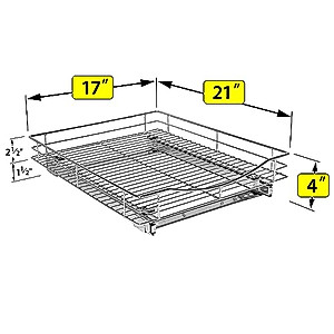LYNK PROFESSIONAL® Pull Out Cabinet Organizer, 17" x 21" Slide Out Drawers for Kitchen Cabinets - Sliding Pull-Out Pantry Shelves – Home Shelf Organizers - Lifetime Ltd. Warranty, Chrome