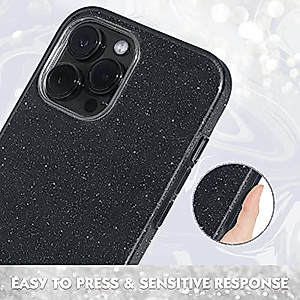MILPROX Compatible with iPhone 13 Pro Max Case (2021), Glitter Sparkly Shiny Bling Rubber Gel Shell Cases 3 Layers Shockproof Protective Bumper Cover for iPhone 13 Pro Max 6.7" 2021-Black
