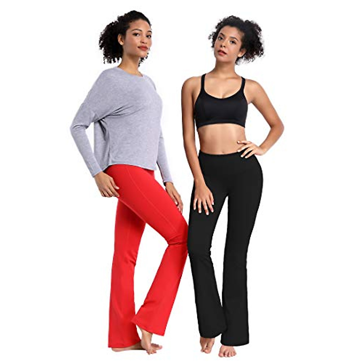 BUBBLELIME 29"/31"/33"/35"/37" 4 Styles Women's High Waist Bootcut Yoga Pants - Basic Nylon_Black M-29 Inseam